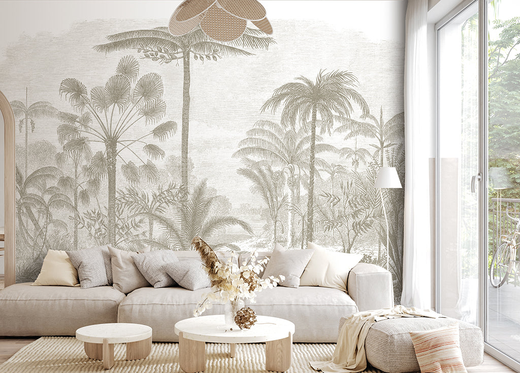 Papel Mural Tropical Beige – Estudio Cocoon